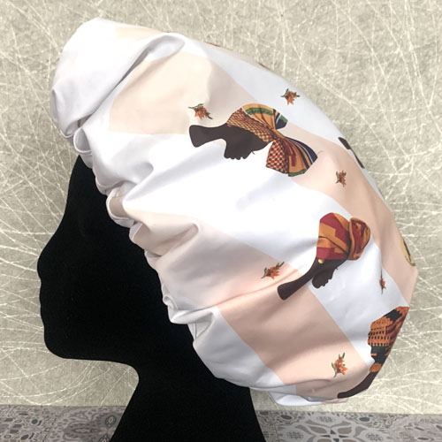 Orange headwrap shower cap - fits all hair sizes - COLOURSHOT